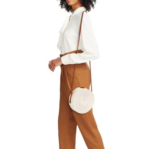Koret | Bags | Koret White Boho Round Woven Rattan Bag With Long ...